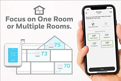 Honeywell Home RCHT9610WFSW2003 RCHT9610WFSW T9 WiFi Thermostat with 1 Smart Room Sensor, Touchscreen Display, Alexa and Google Assist (Renewed)