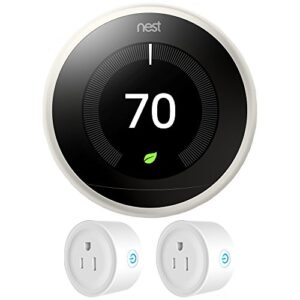 nest (t3017us) learning thermostat 3rd gen, white with deco gear 2 pack wifi smart plug