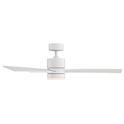 Axis Smart Indoor and Outdoor 3-Blade Ceiling Fan 52in Matte White with 3000K LED Light Kit and Remote Control works with Alexa, Google Assistant, Samsung Things, and iOS or Android App