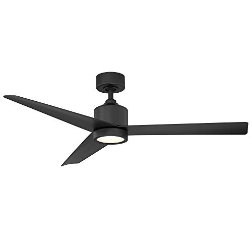 Lotus Smart Indoor and Outdoor 3-Blade Ceiling Fan 54in Matte Black with 3000K LED Light Kit and Remote Control works with Alexa, Google Assistant, Samsung Things, and iOS or Android App