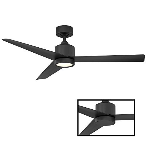 Lotus Smart Indoor and Outdoor 3-Blade Ceiling Fan 54in Matte Black with 3000K LED Light Kit and Remote Control works with Alexa, Google Assistant, Samsung Things, and iOS or Android App