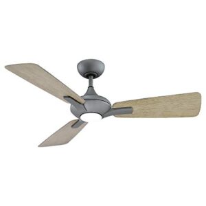 mykonos smart indoor and outdoor 3-blade ceiling fan 52in graphite weathered gray with 3000k led light kit and remote control works with alexa, google assistant, samsung things, and ios or android app