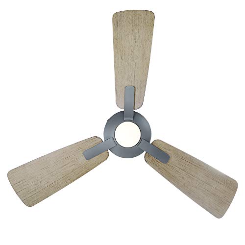 Mykonos Smart Indoor and Outdoor 3-Blade Ceiling Fan 52in Graphite Weathered Gray with 3000K LED Light Kit and Remote Control works with Alexa, Google Assistant, Samsung Things, and iOS or Android App