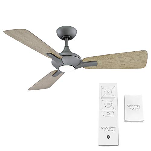 Mykonos Smart Indoor and Outdoor 3-Blade Ceiling Fan 52in Graphite Weathered Gray with 3000K LED Light Kit and Remote Control works with Alexa, Google Assistant, Samsung Things, and iOS or Android App