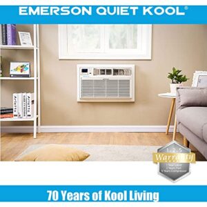 Emerson Quiet Kool 12,000 BTU 230V Through-The-Wall Air Conditioner with Remote Control | 4-in-1 AC, Heater, Dehumidifer, Fan | for Rooms up to 550 Sq.Ft. | 24H Timer | EATE12RD2T, 12000, White