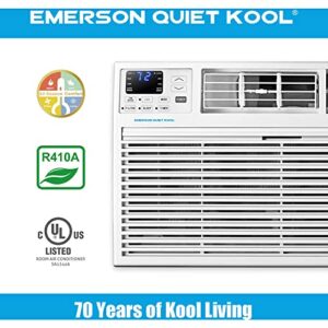 Emerson Quiet Kool 12,000 BTU 230V Through-The-Wall Air Conditioner with Remote Control | 4-in-1 AC, Heater, Dehumidifer, Fan | for Rooms up to 550 Sq.Ft. | 24H Timer | EATE12RD2T, 12000, White