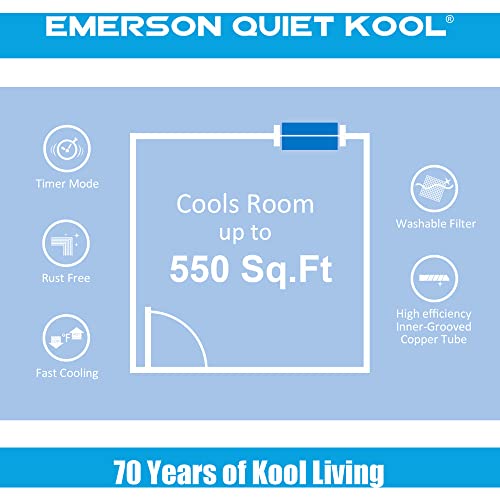 Emerson Quiet Kool 12,000 BTU 230V Through-The-Wall Air Conditioner with Remote Control | 4-in-1 AC, Heater, Dehumidifer, Fan | for Rooms up to 550 Sq.Ft. | 24H Timer | EATE12RD2T, 12000, White