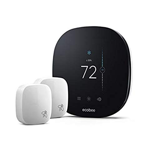 Ecobee EB-STATE3LTVP-01 Thermostat with 2 Room SmartThermostat & Room Sensors, Black