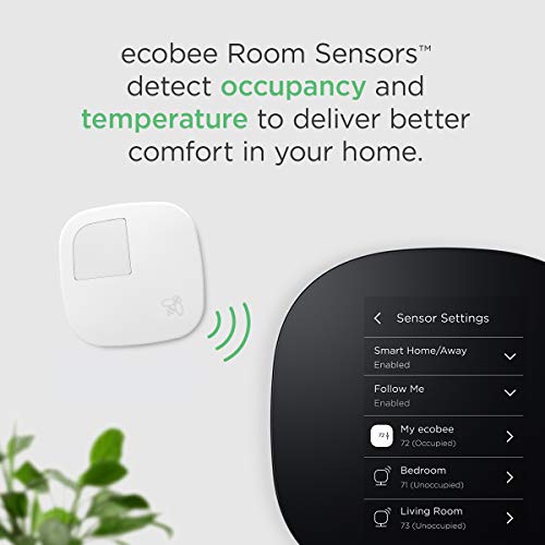 Ecobee EB-STATE3LTVP-01 Thermostat with 2 Room SmartThermostat & Room Sensors, Black