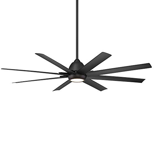 WAC Smart Fans Mocha XL Indoor and Outdoor 8-Blade Ceiling Fan 66in Matte Black with 3000K LED Light Kit and Remote Control works with Alexa and iOS or Android App