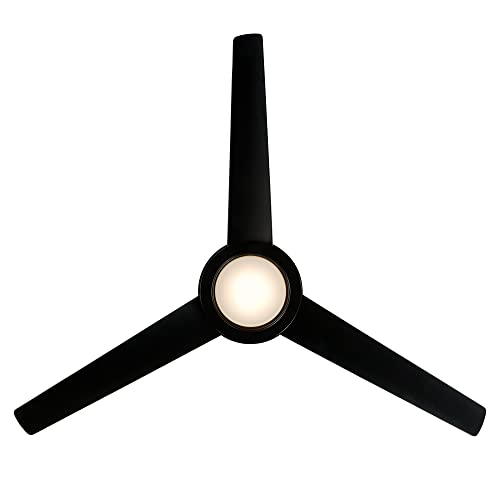 WAC Smart Fans Geos Indoor and Outdoor 3-Blade Ceiling Fan 60in Matte Black with 3000K LED Light Kit and Remote Control works with Alexa and iOS or Android App