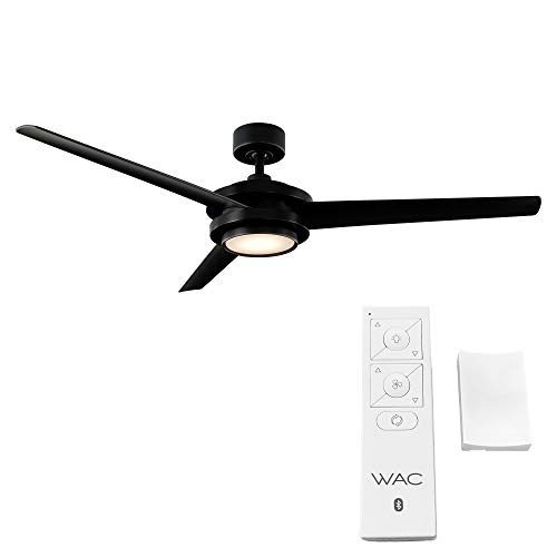 WAC Smart Fans Geos Indoor and Outdoor 3-Blade Ceiling Fan 60in Matte Black with 3000K LED Light Kit and Remote Control works with Alexa and iOS or Android App