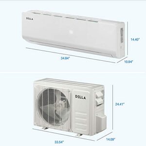 DELLA 12000 BTU Mini Split Air Conditioner & Heater Ductless Inverter System, 19 SEER 208-230V, 8 HSPF, with 1 Ton Heat Pump, Cools Up to 750 Sq. Ft. Full installation 16.4 ft kit included