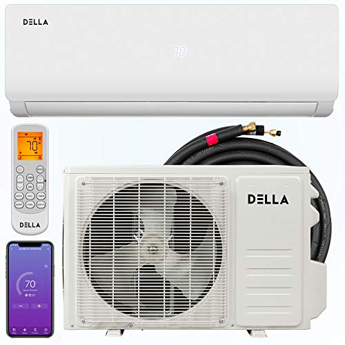 DELLA 12000 BTU Mini Split Air Conditioner & Heater Ductless Inverter System, 19 SEER 208-230V, 8 HSPF, with 1 Ton Heat Pump, Cools Up to 750 Sq. Ft. Full installation 16.4 ft kit included