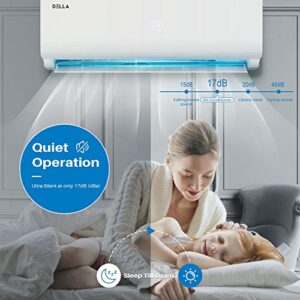 DELLA 12000 BTU Mini Split Air Conditioner & Heater Ductless Inverter System, 19 SEER 208-230V, 8 HSPF, with 1 Ton Heat Pump, Cools Up to 750 Sq. Ft. Full installation 16.4 ft kit included