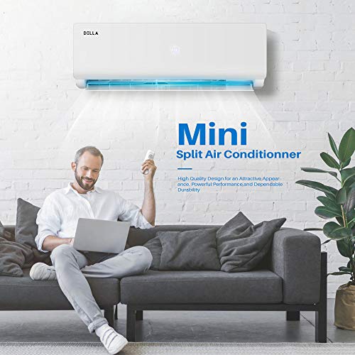 DELLA 12000 BTU Mini Split Air Conditioner & Heater Ductless Inverter System, 19 SEER 208-230V, 8 HSPF, with 1 Ton Heat Pump, Cools Up to 750 Sq. Ft. Full installation 16.4 ft kit included