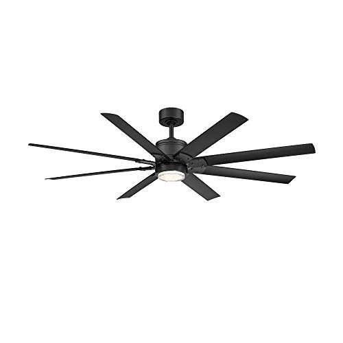 Renegade Smart Indoor and Outdoor 8-Blade Ceiling Fan 52in Matte Black with 3000K LED Light Kit and Remote Control works with Alexa, Google Assistant, Samsung Things, and iOS or Android App