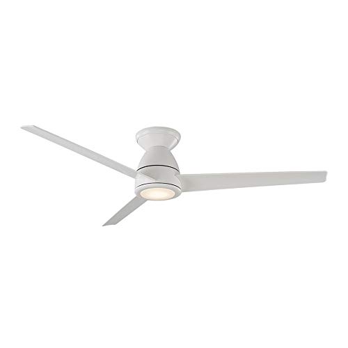 Tip Top Smart Indoor and Outdoor 3-Blade Flush Mount Ceiling Fan 52in Matte White with 3000K LED Light Kit and Remote Control works with Alexa, Google Assistant, Samsung Things, and iOS or Android App