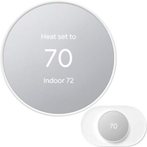 google nest thermostat – smart thermostat for home – programmable wifi thermostat – snow – ga01334-us bundle with matching google nest thermostat trim kit wall mount plate ga01837-us