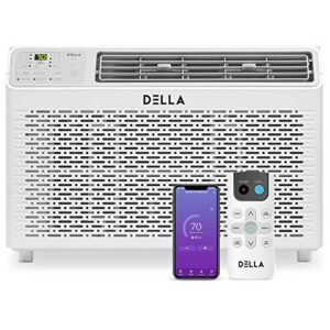 della 12000 btu 115v/60hz energy saving window air conditioner, whisper quiet ac unit with smart controls, remote, dehumidifier, fan, cools up to 450 square feet