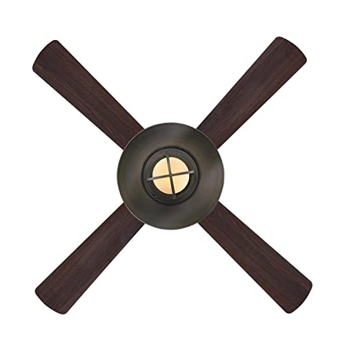 Westinghouse Lighting 74005B00 Porto, Smart WiFi Ceiling Fan Compatible with Amazon Alexa and Google Home with LED Light, Remote Control, 52 Inch, Black-Bronze Finish, Amber Frosted Glass