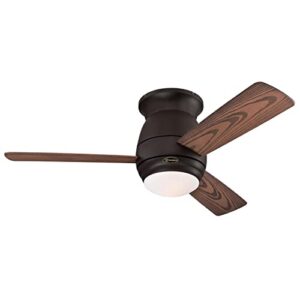 westinghouse lighting 74004b00 contemporary halley, smart wifi ceiling fan compatible with amazon alexa and google home with led light, indoor/outdoor, 44 inch, black-bronze finish, frosted opal glass