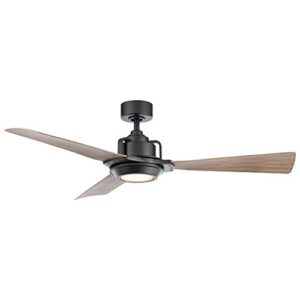 osprey smart indoor and outdoor 3-blade ceiling fan 56in matte black/barn wood with 3500k led light kit and remote control works with alexa, google assistant, samsung things, and ios or android app