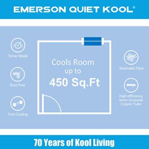 Emerson Quiet Kool 8,000 BTU 115V Smart Through-The-Wall Air Conditioner with Remote, Wi-Fi, and Voice Control | Energy Star | Cools Rooms up to 350 Sq.Ft. | 24H Timer | EATC08RSE1T, 8000 WiFi, White