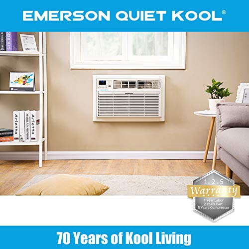 Emerson Quiet Kool 8,000 BTU 115V Smart Through-The-Wall Air Conditioner with Remote, Wi-Fi, and Voice Control | Energy Star | Cools Rooms up to 350 Sq.Ft. | 24H Timer | EATC08RSE1T, 8000 WiFi, White