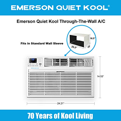 Emerson Quiet Kool 8,000 BTU 115V Smart Through-The-Wall Air Conditioner with Remote, Wi-Fi, and Voice Control | Energy Star | Cools Rooms up to 350 Sq.Ft. | 24H Timer | EATC08RSE1T, 8000 WiFi, White