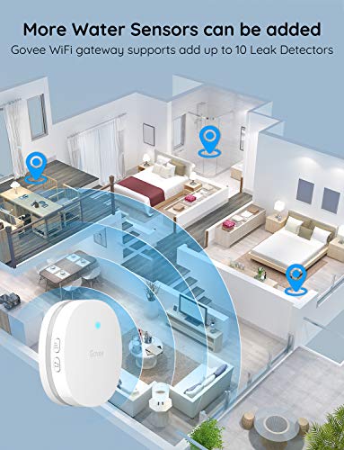 Govee WiFi Water Sensor 3 Pack, Water Leak Detector 100dB Adjustable Alarm and App Alerts, Leak and Drip Alert with Email, Wireless Detector for Home, Basement(Not Support 5G WiFi)