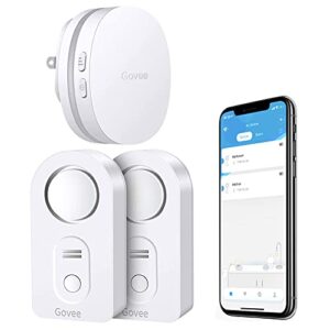 govee wifi water sensor 2 pack, 100db adjustable alarm and app notifications, leak and drip alerts by email, detector for home, bedrooms, basement, kitchen, bathroom, laundry(not support 5g wifi)