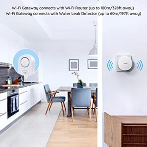 Govee WiFi Water Sensor 2 Pack, 100dB Adjustable Alarm and App Notifications, Leak and Drip Alerts by Email, Detector for Home, Bedrooms, Basement, Kitchen, Bathroom, Laundry(Not Support 5G WiFi)