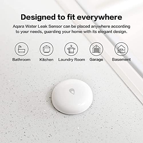 Aqara Water Leak Sensor, Requires AQARA HUB, Wireless Water Leak Detector, Wireless Mini Flood Detector for Alarm System and Smart Home Automation, for Kitchen Bathroom Basement, Works with IFTTT