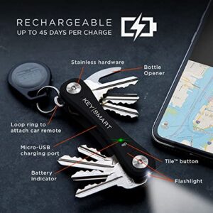 KeySmart Pro- Compact Smart Trackable Key Holder w LED Flashlight & Tile Bluetooth Key Finder Technology, EDC Key Organizer, Other Mini Tools & Accessories for Men, Husband & Dad