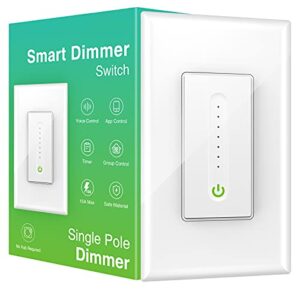 beantech sw2 smart wall single pole dimmer switch, 1 pack, white