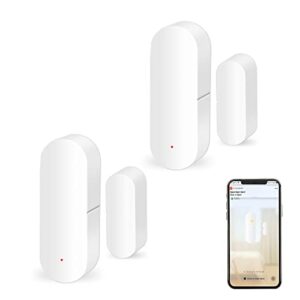 smart door window sensor: zigbee door sensor with app alerts, wireless contact sensor for home security and smart home automation, tuya zigbee hub required, compatible with alexa google home (2 pack)