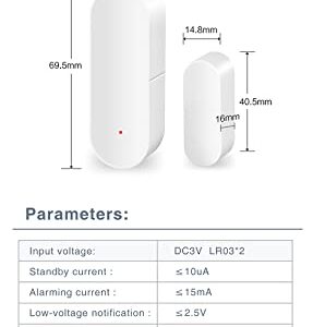 Smart Door Window Sensor: Zigbee Door Sensor with App Alerts, Wireless Contact Sensor for Home Security and Smart Home Automation, Tuya ZigBee Hub Required, Compatible with Alexa Google Home (2 Pack)