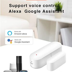 Smart Door Window Sensor: Zigbee Door Sensor with App Alerts, Wireless Contact Sensor for Home Security and Smart Home Automation, Tuya ZigBee Hub Required, Compatible with Alexa Google Home (2 Pack)