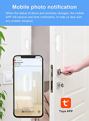 Smart Door Window Sensor: Zigbee Door Sensor with App Alerts, Wireless Contact Sensor for Home Security and Smart Home Automation, Tuya ZigBee Hub Required, Compatible with Alexa Google Home (2 Pack)