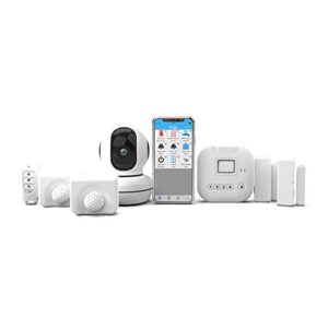 skylink sk-250 deluxe connected wireless security alarm automation system with camera compatible with ios, android, echo alexa, google home and ifttt and no monthly fees, 1 count (pack of 1), white