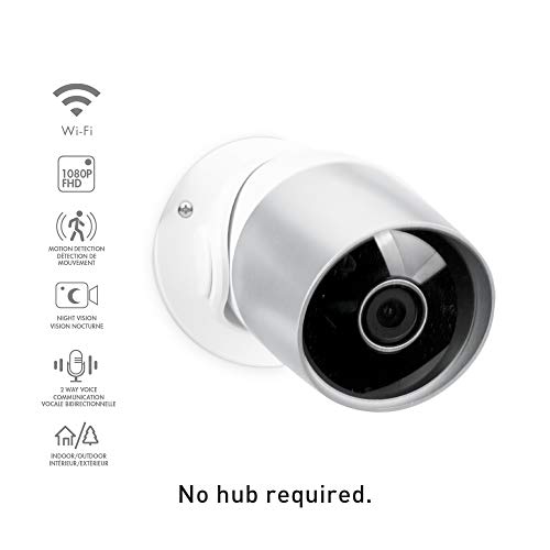 Globe Electric Wi-Fi Smart Indoor/Outdoor Security Camera, No Hub Required, Voice Activated, 1080p, Motion Detection, 2-Way Voice, Night Vision, Silver and White,50108