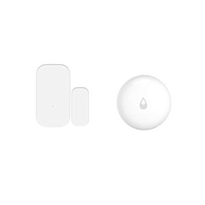 aqara door and window sensor plus aqara water leak sensor, requires aqara hub, zigbee connection, for remote monitoring, alarm system and smart home automation