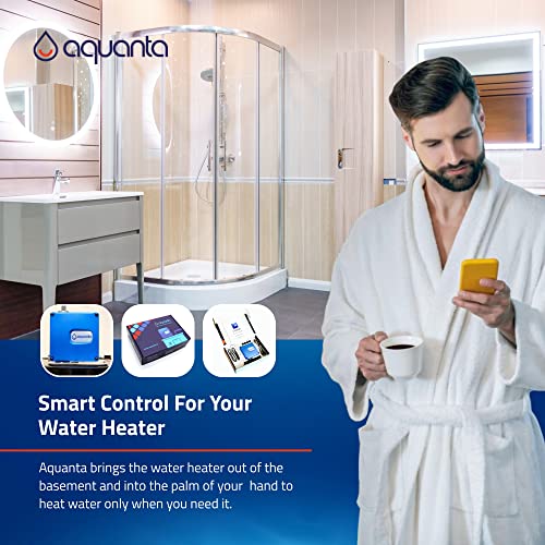 Aquanta Digital Water Heater Timer - Wifi Smart Water Heater Controller/Control - Smart Hot Water Heater Alternative - Programmable, Works with Gas Hot Water Heaters (ONLY) - Leak Sensor Included