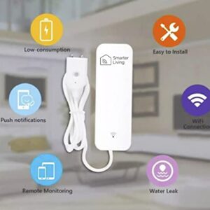 Smarter Living- Smart WiFi Water Sensor & Flood Detector, Phone Notifications via Smart Life and Tuya App, Low Battery Reminder, Easy Setup