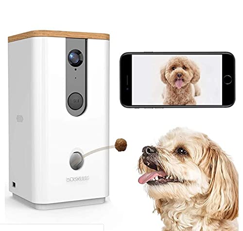 DOGNESS Wi-Fi Pet Camera with Treat Dispenser for Dogs and Cats. 1080P HD Video, 165° Full-Room View, 2-Way Audio, Sound/Motion Alerts, Night Vision, Pet Monitor, White