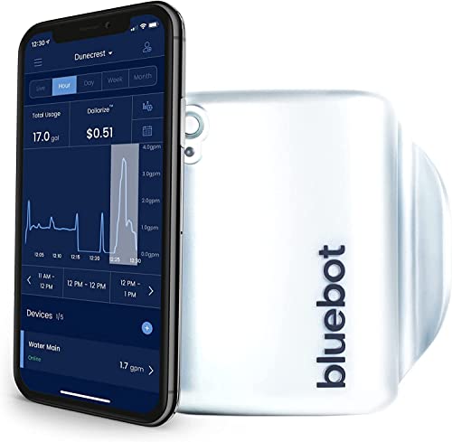 bluebot Universal Smart Home Water Meter & iOS App for Leak Detection, Live Water Usage Tracking and Alerting. Sub Meter from One Account. Install in Minutes, No Plumbing or Subscription Required.