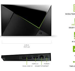 NVIDIA SHIELD Android TV Pro Streaming Media Player; 4K HDR movies, live sports, Dolby Vision-Atmos, AI-enhanced upscaling, GeForce NOW cloud gaming, Google Assistant Built-In, Works with Alexa