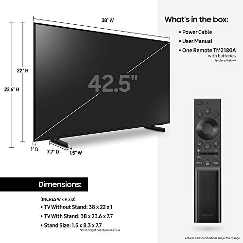 SAMSUNG 43-Inch Class Crystal 4K UHD AU8000 Series HDR, 3 HDMI Ports, Motion Xcelerator, Tap View, PC on TV, Q Symphony, Smart TV with Alexa Built-In (UN43AU8000FXZA, 2021 Model)