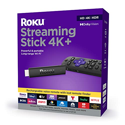 Roku Streaming Stick 4K+ Streaming Device 4K/HDR/Dolby Vision with Roku Voice Remote Pro